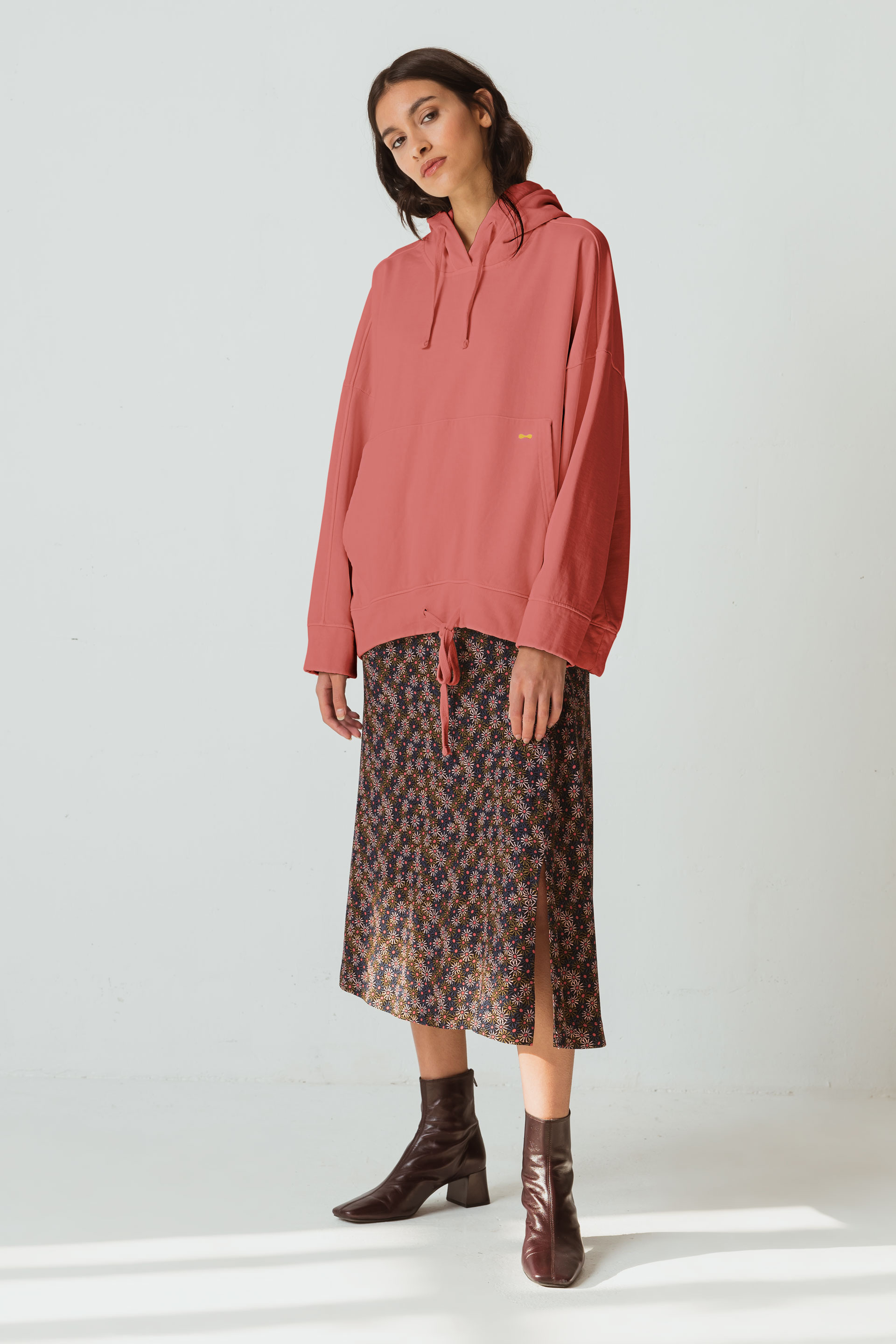 SKFK - Sweat à capuche en coton bio rose ADI