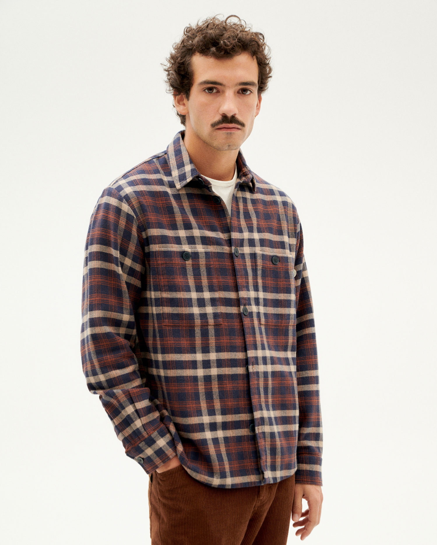 Navy blue overshirt checks Bes