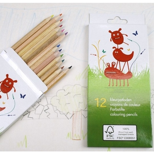 Ecobos - Crayons de couleurs en bois naturel FSC 100%